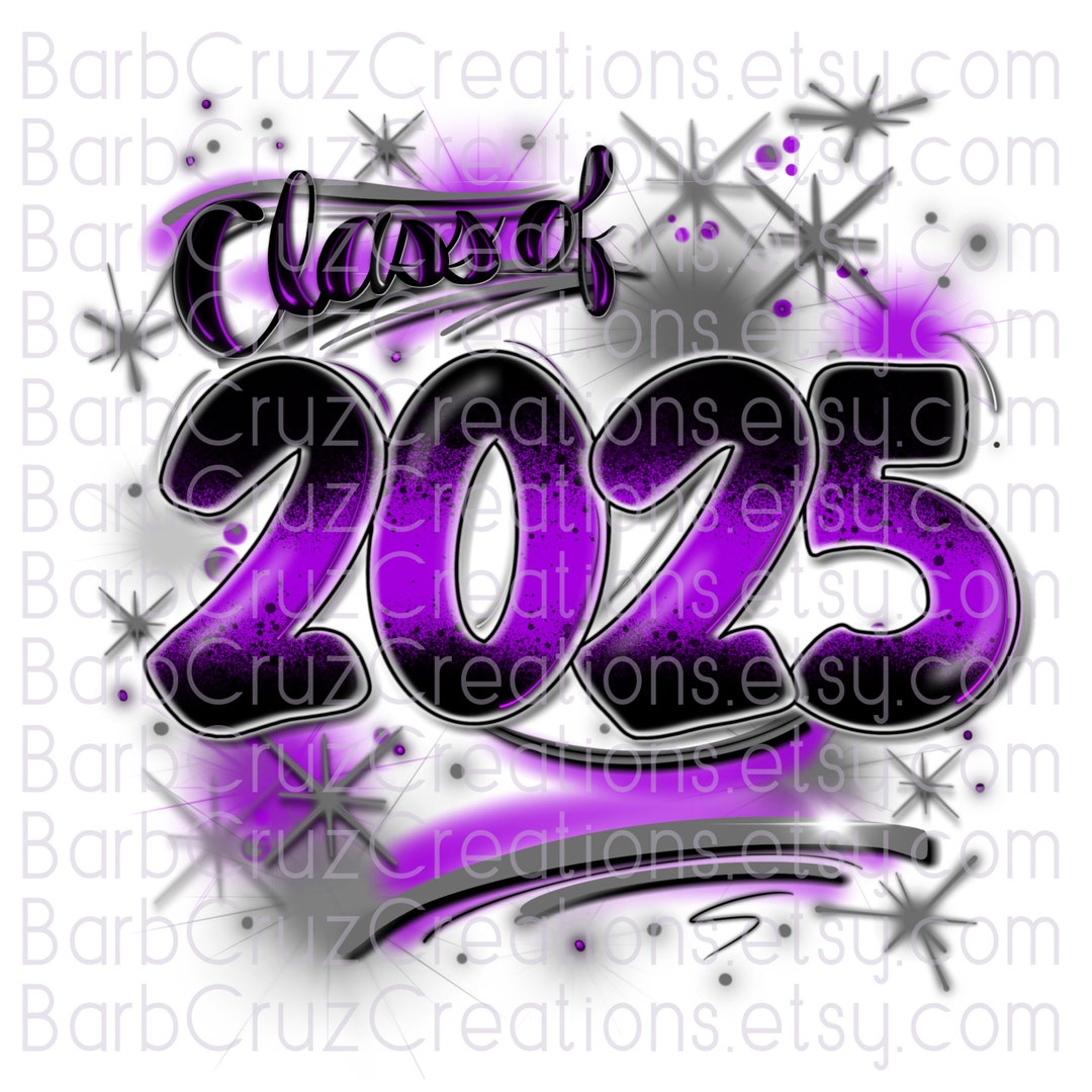 Class of 2025 Purple & Black Airbrush, Senior Digital Image for Png ...