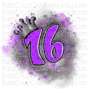 Sweet 16, Sixteen Bday, Crown, Birthday, Airbrush Png, Print Designs ...