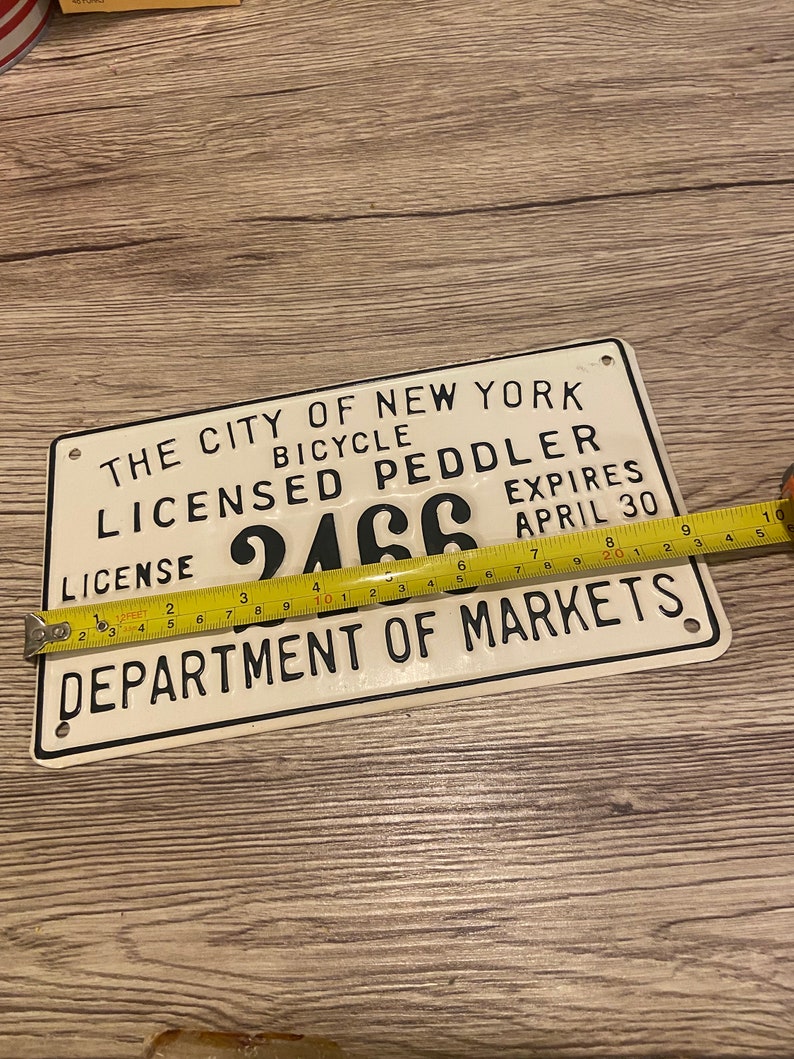 Vintage 1967 New York City Push Cart Licensed Peddler License Plate ...