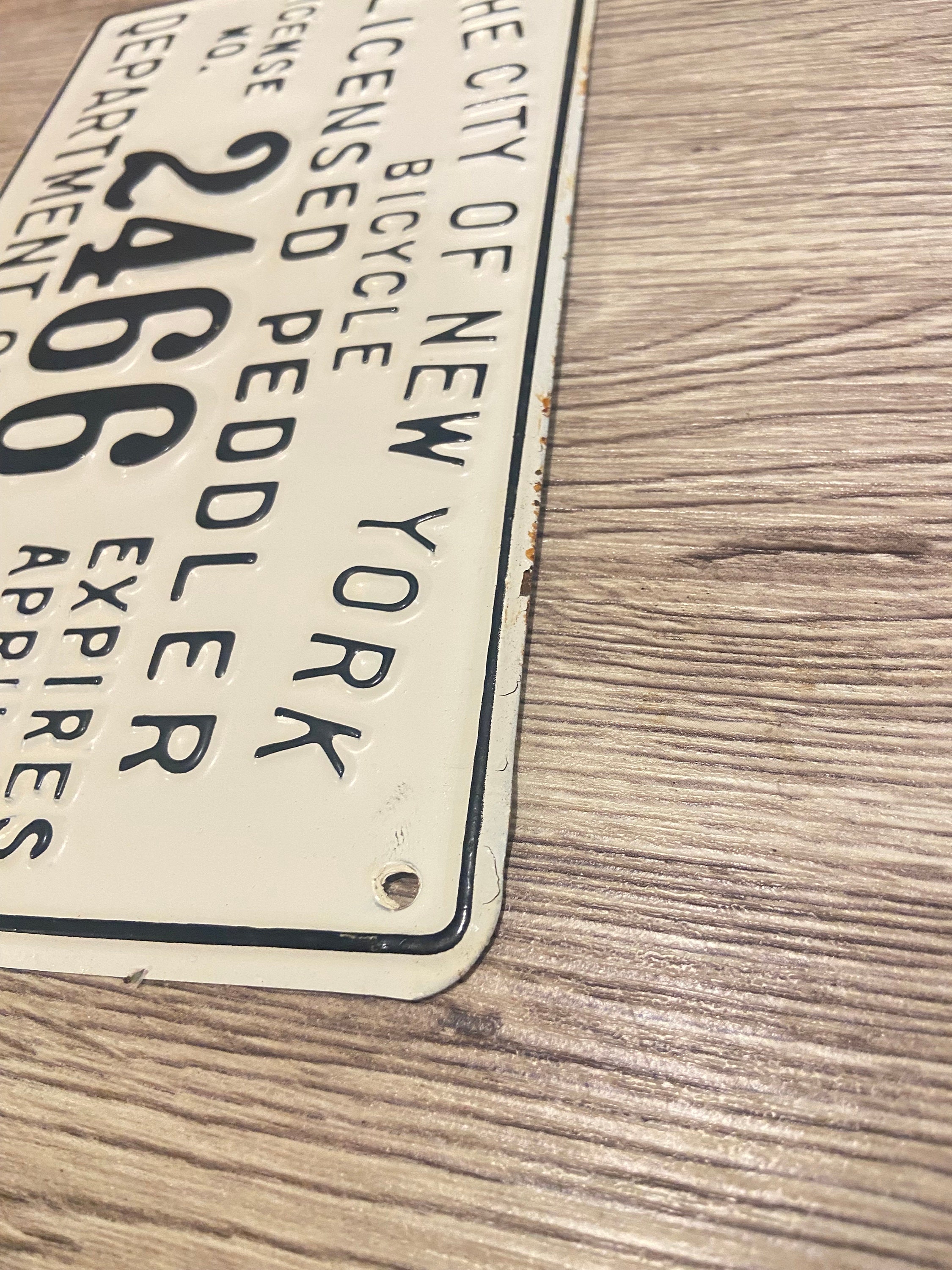 Vintage 1967 New York City Push Cart Licensed Peddler License Plate ...