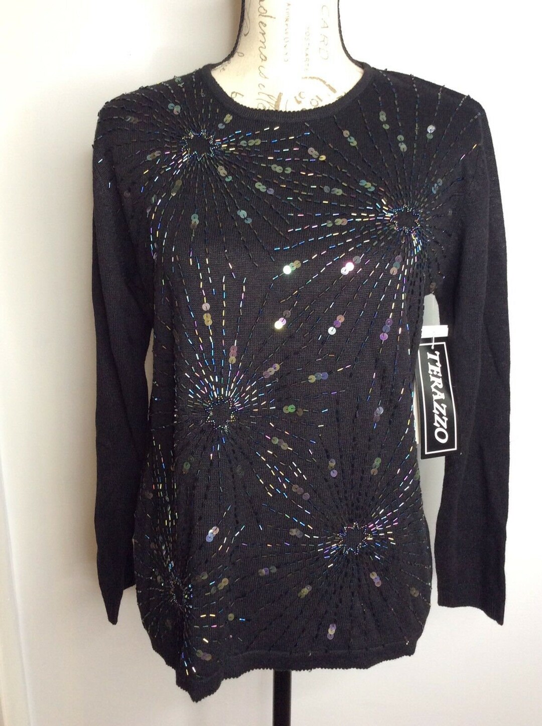 Terazzo Embroidered Dazzle Bling Beaded Bedazzled Firework Star Sequin ...