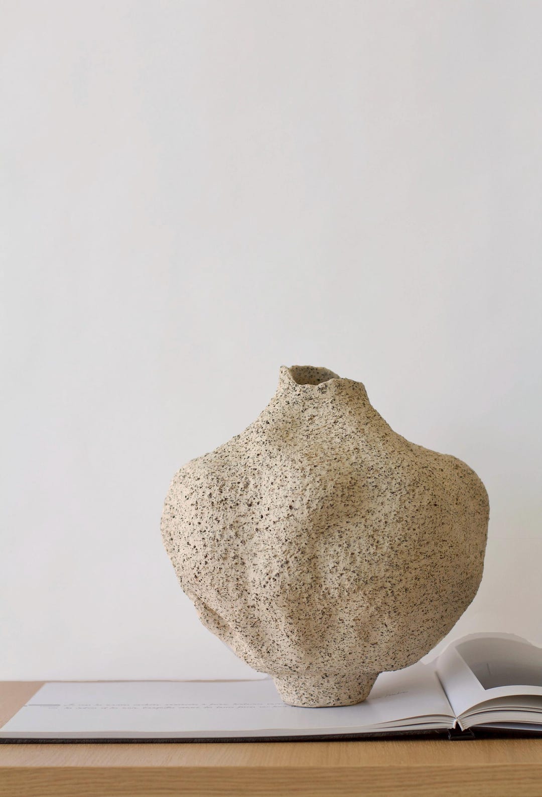 Large Beige Ceramic Vase, Sculptural Textured Vase, Minimalist Art ...