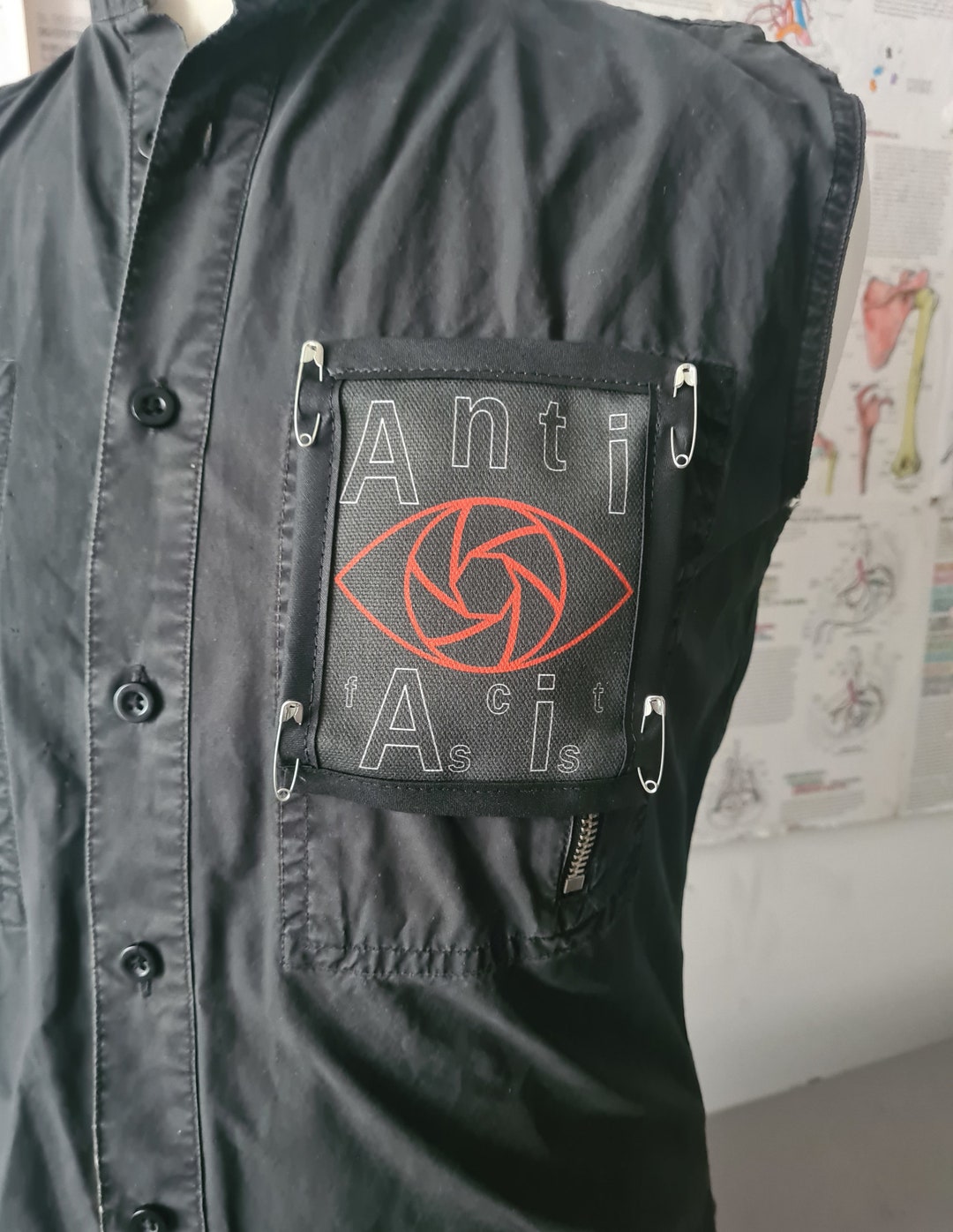 Anti Fascist, Anti AI Pin on Patch (organic Cotton) With Safety Pins - Etsy