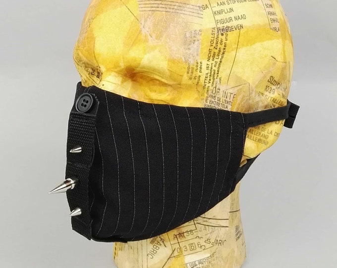 Pinstripe Face Mask With Spikes - Etsy UK