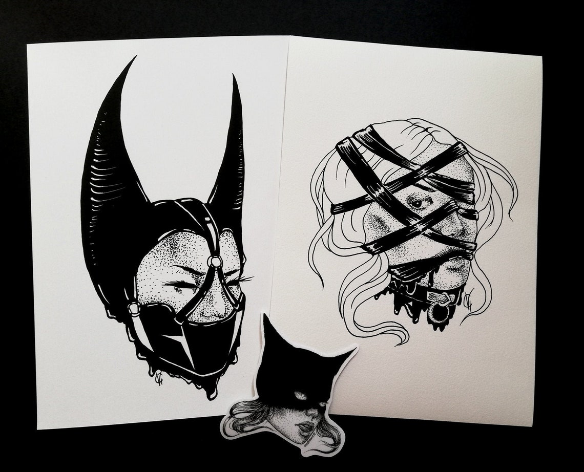 Fetish Art Print Set Bdsm Bondage Tattoo Flash Ink Etsy