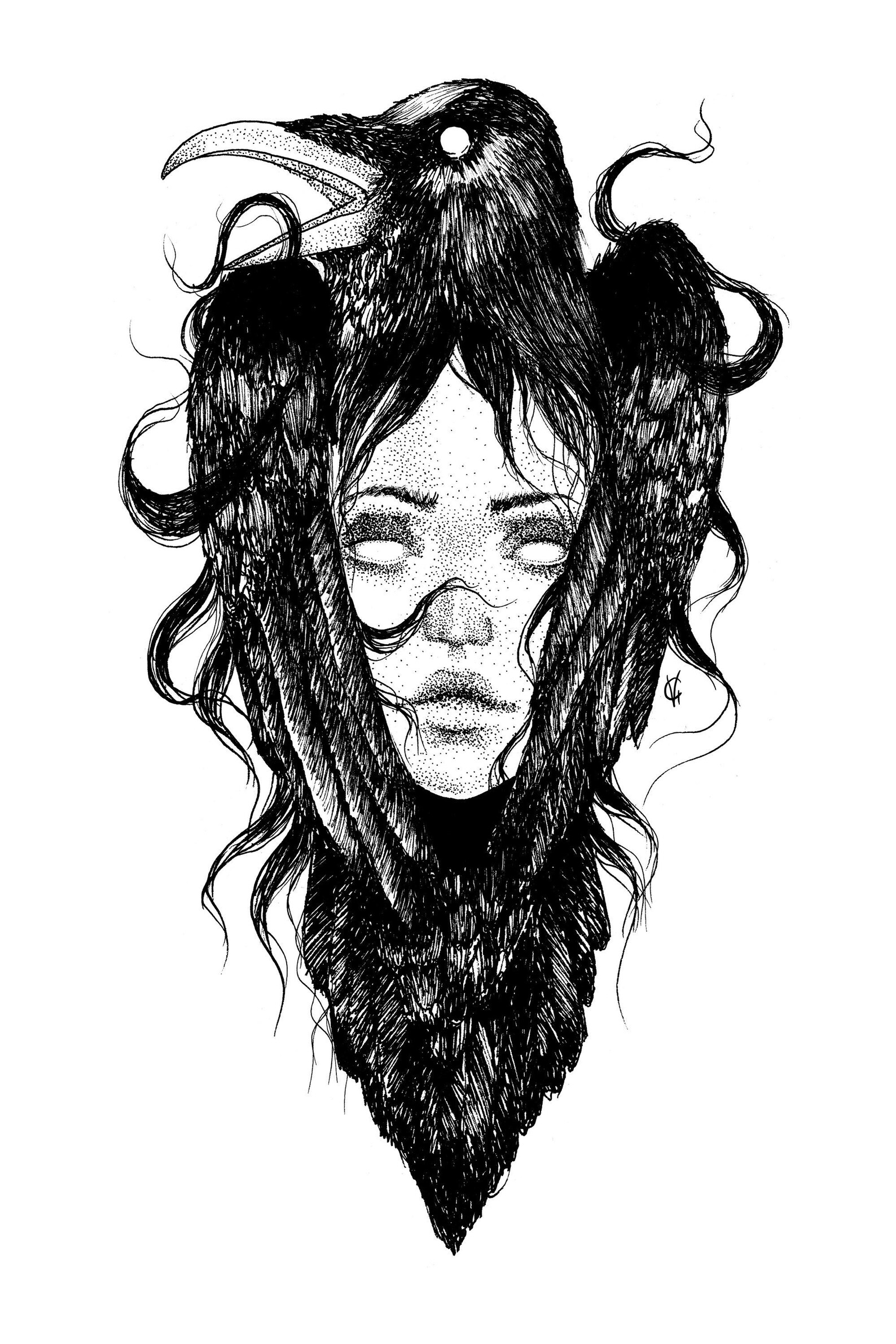 Raven Girl Art Print Gothic Dark Fantasy Decor Aesthetics - Etsy