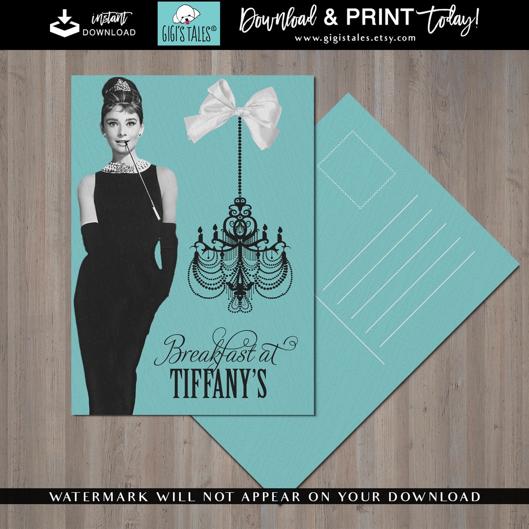 Breakfast at Tiffany's Postcard Audrey Hepburn Stationery 4x6 2/per ...