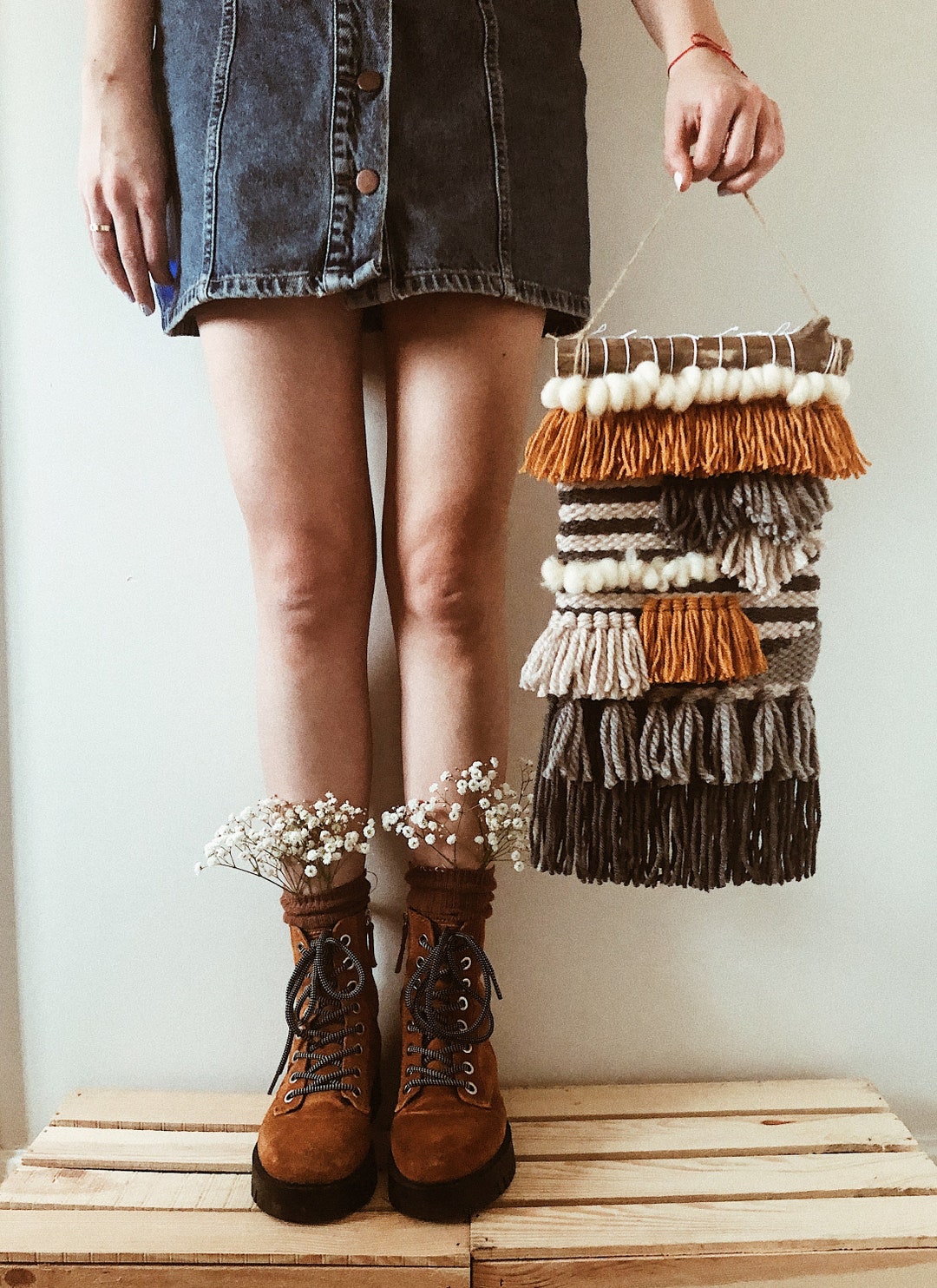 Weaving Wall Hanging, Kniting Wall Decor, Wool Decor, Wool Tapestry ...