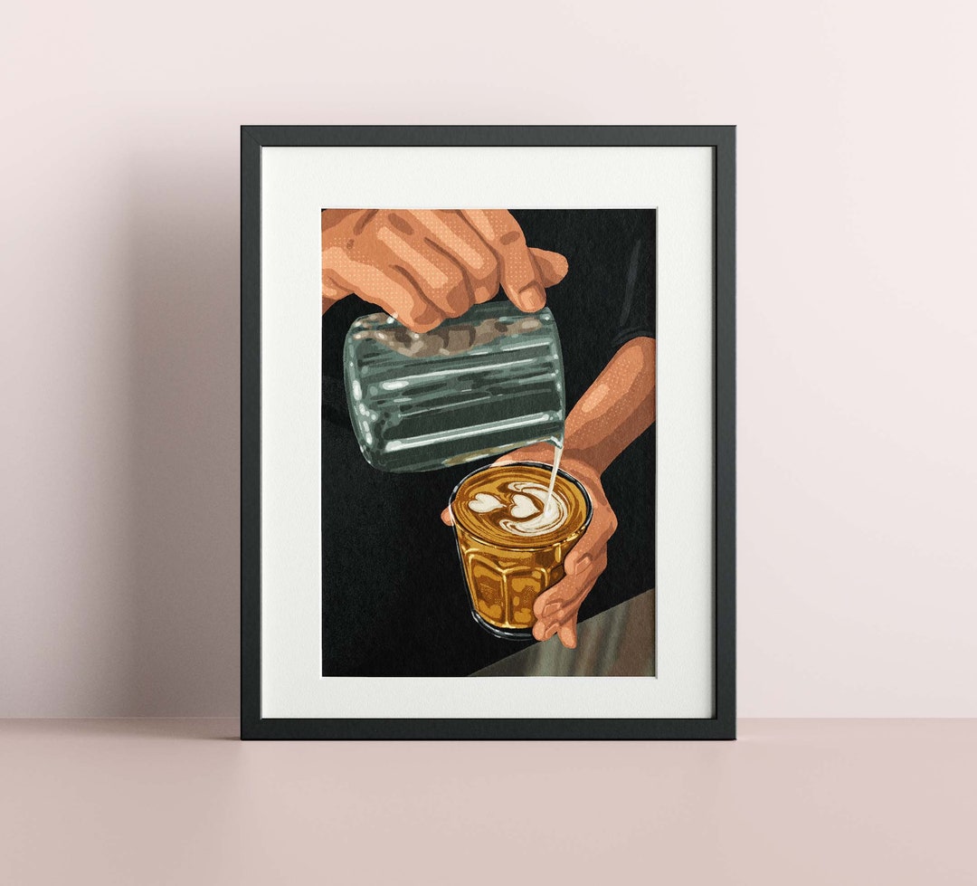 Flat White Art Print - Coffee Shop Illustration - Etsy