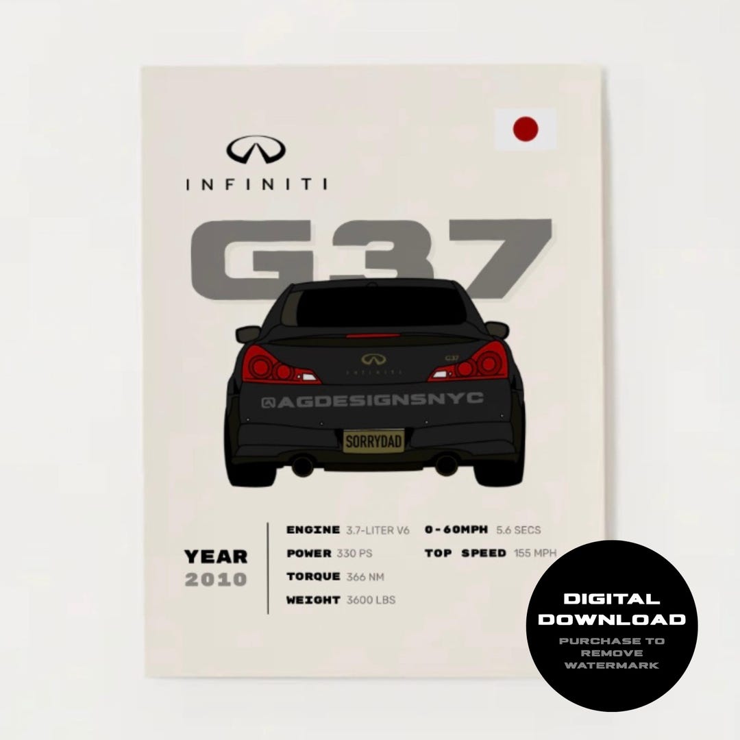 Infiniti G37 Digital Print Poster | Instant Download Art Print ...