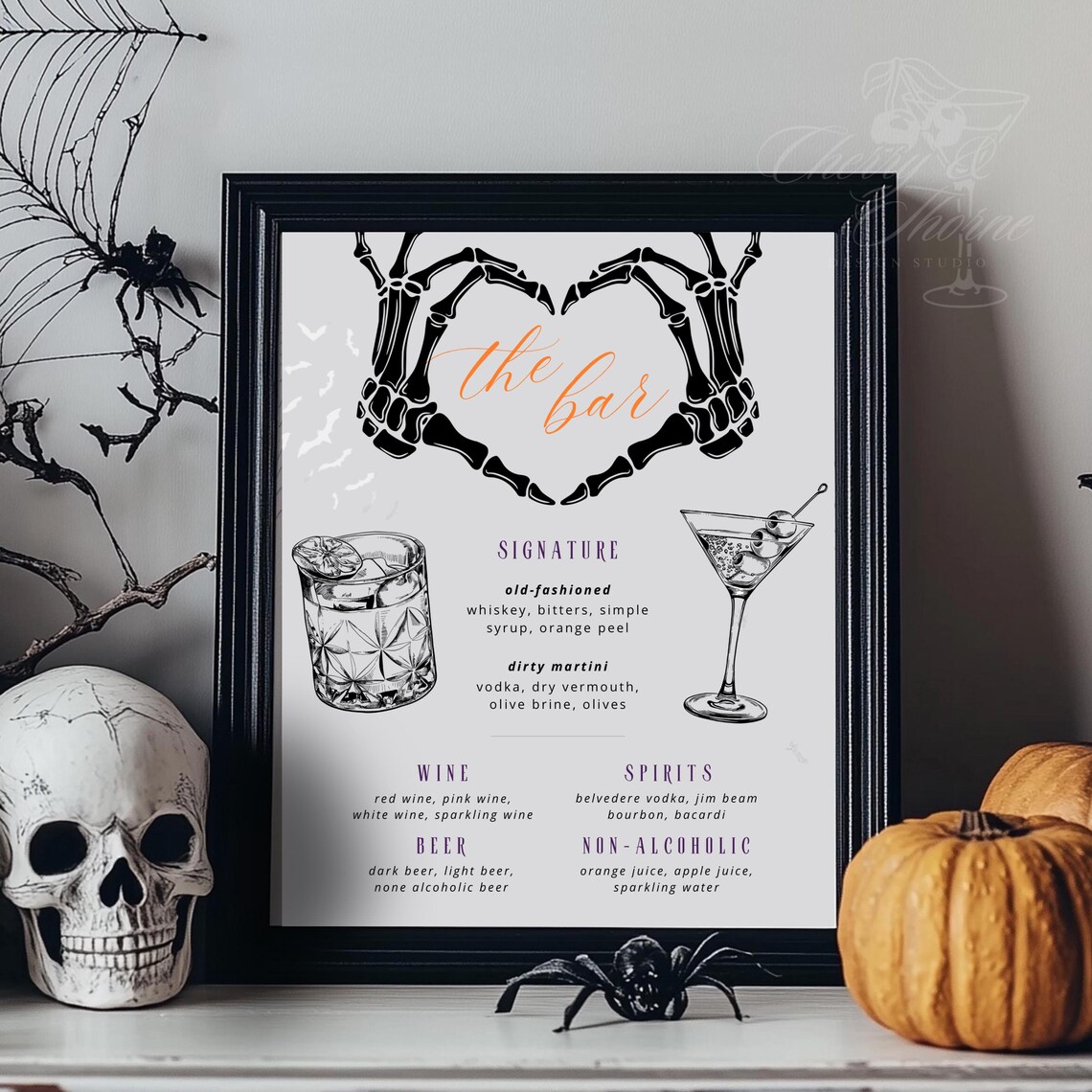 Halloween Wedding Bar Menu Template | Editable Signature Drinks Sign ...