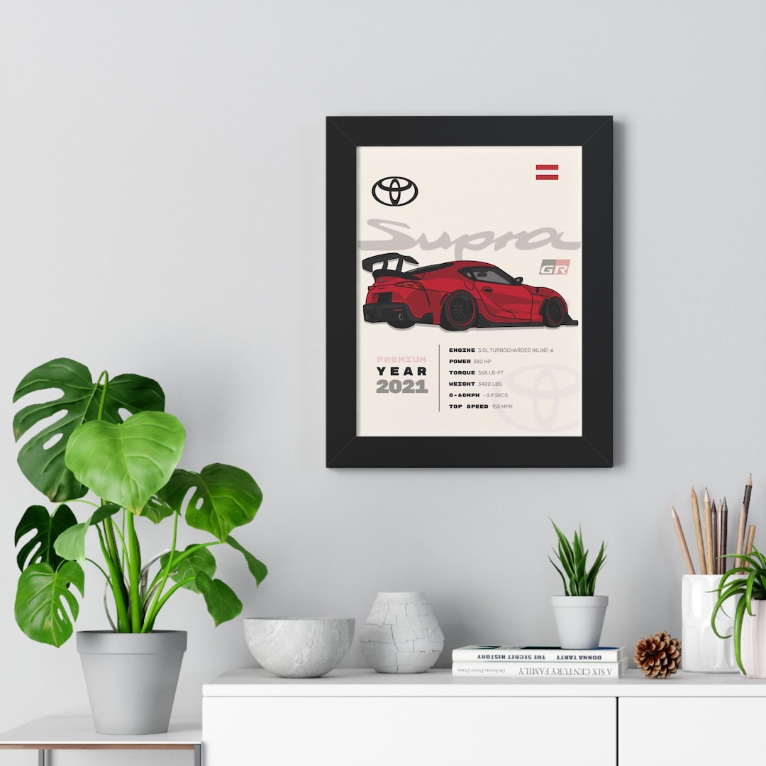 Car Enthusiast Wall Art, Toyota Supra GR MK5 Framed Poster Print, Home ...