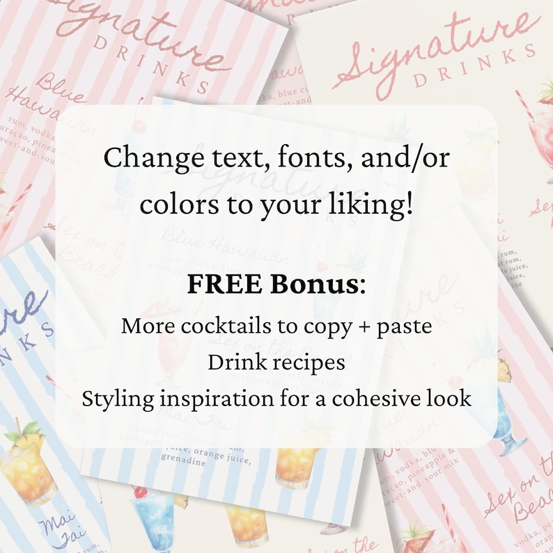 Beach Bar Menu Template: Tropical Cocktail Sign, Editable Canva Design ...
