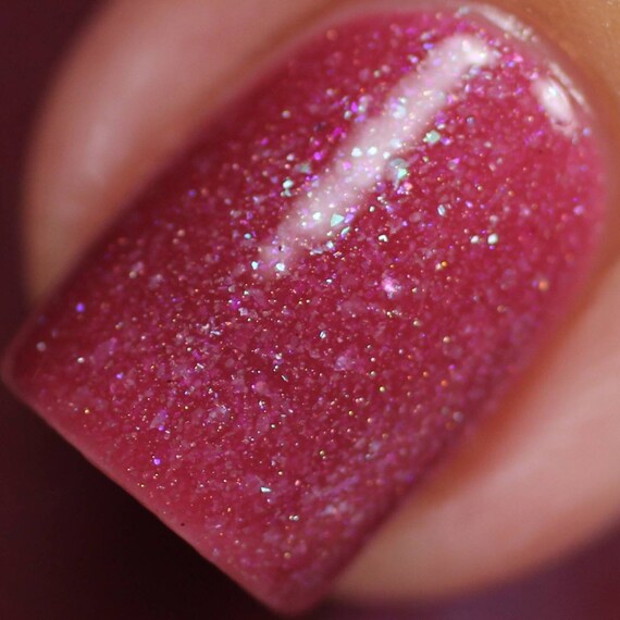 Berry Red Nail Polish With Rainbow Colorshifting Micro Flakies | Etsy