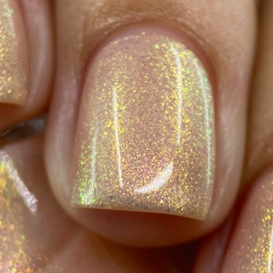 Pale Peach Gold Nail Polish With Colorshifting Aurora Green Gold ...