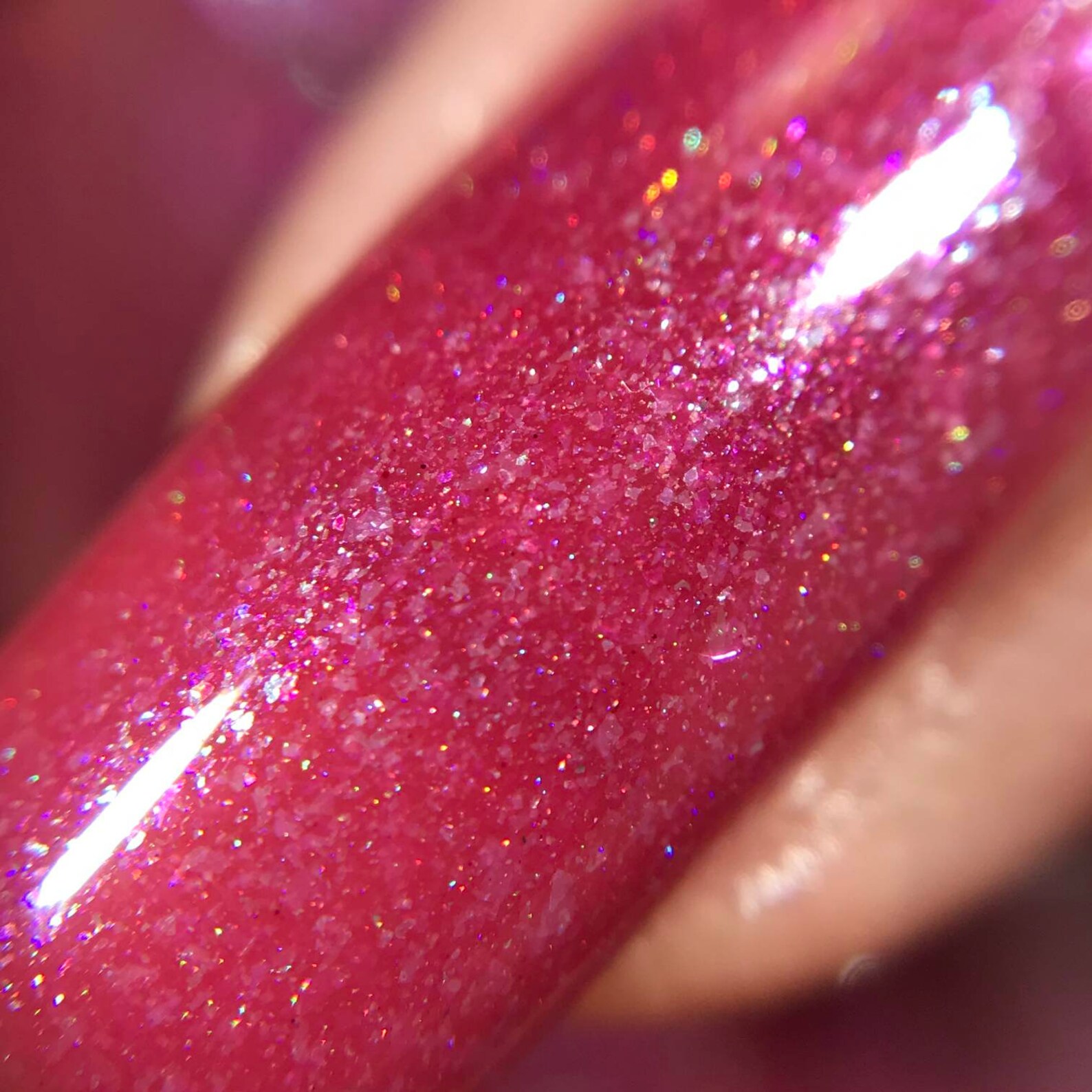 Berry Red Nail Polish With Rainbow Colorshifting Micro Flakies ...