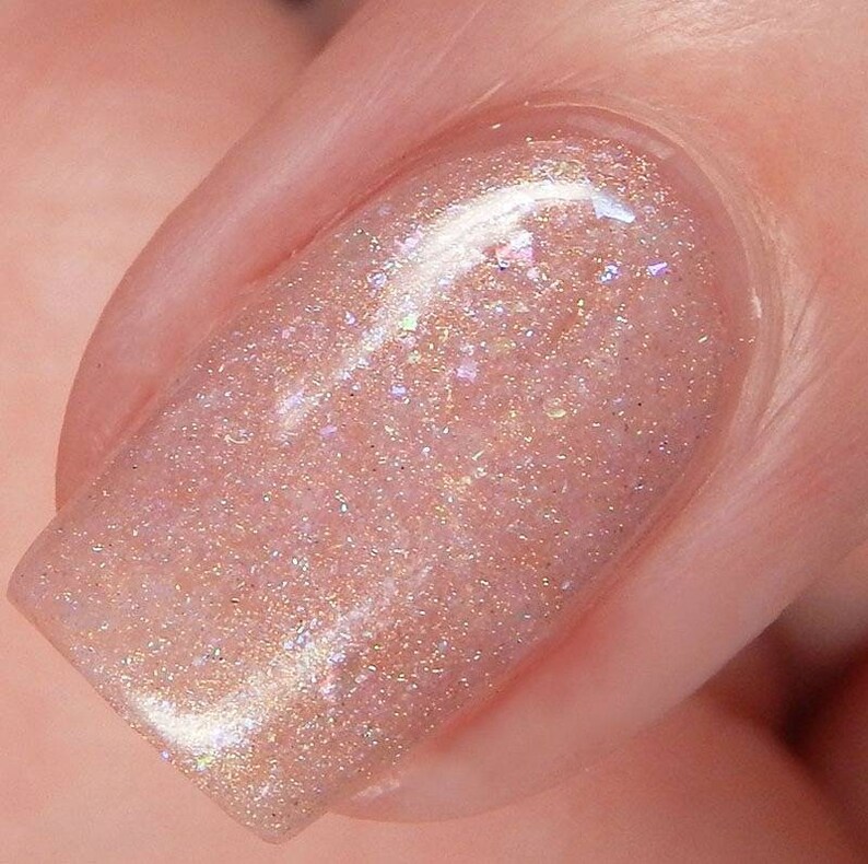 Rosaceae022 Sheer Nude Pink Nail Polish With Holographic Etsy