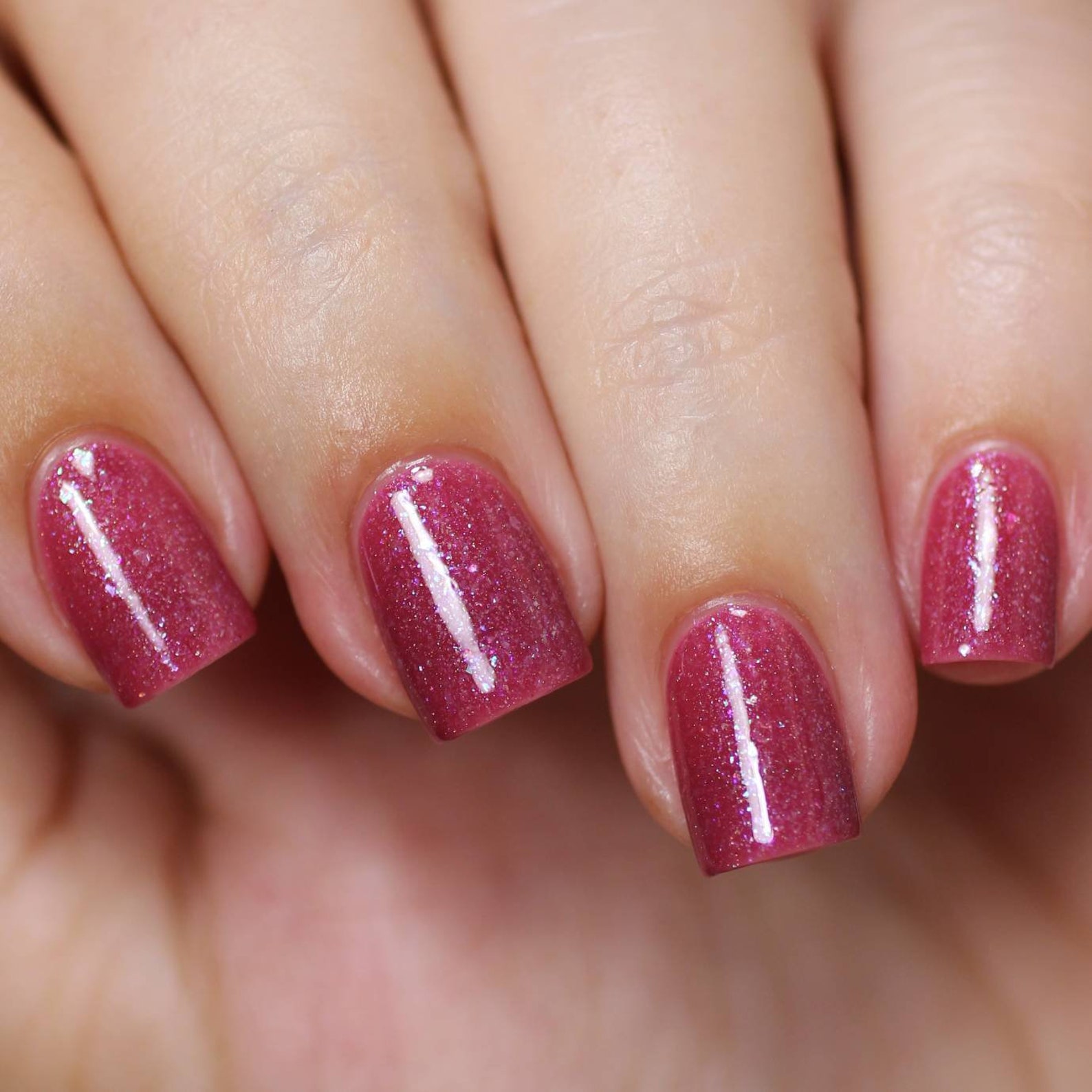 Berry Red Nail Polish With Rainbow Colorshifting Micro Flakies ...