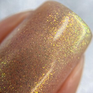 Pale Peach Gold Nail Polish With Colorshifting Aurora Green Gold ...