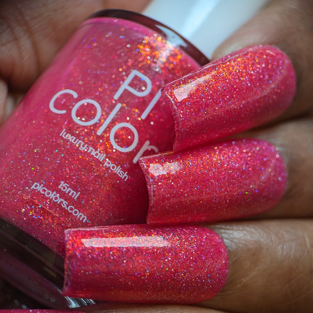 Pink Nail Polish With Holographic Glitter | Glitter Pink Parade.152 - Etsy