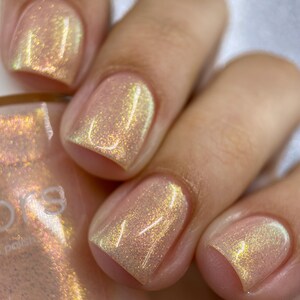 Pale Peach Gold Nail Polish With Colorshifting Aurora Green Gold ...