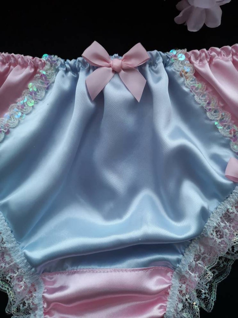 Baby Pink With Baby Blue Satin Front Panel Sparkly Sequin - Etsy