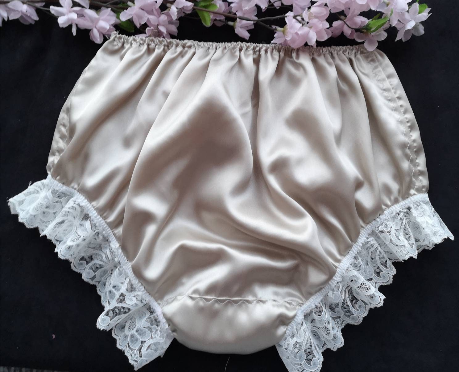 Soft Sensual Satin Full Fit Panties/Ivory Lace Fronted Panel | Etsy