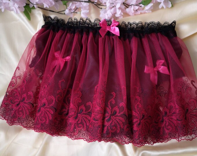Foxy Black Satin Bikini Style Panties With Tulle Skirt Made To Order