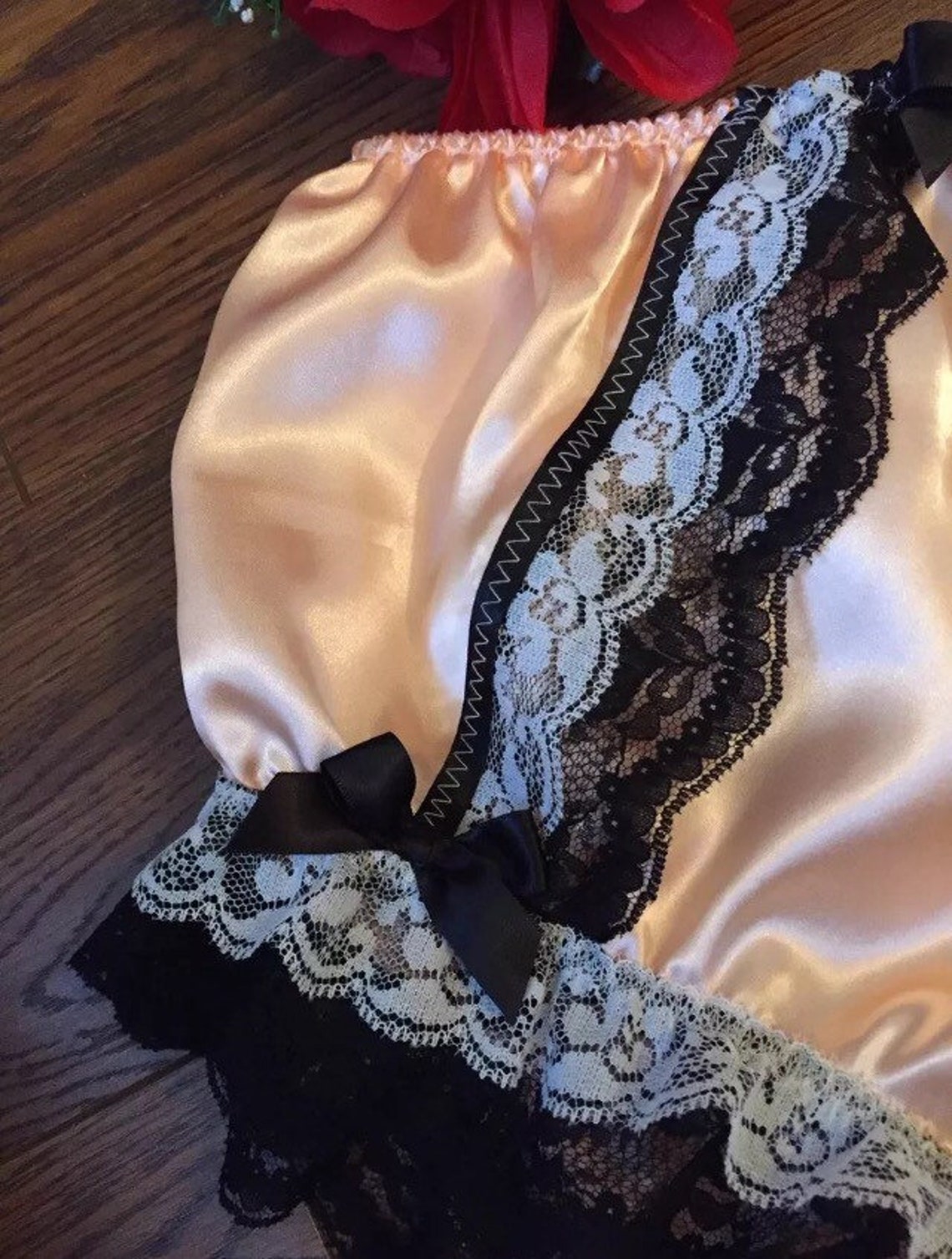 Pale Apricot Silky Satin Full Panties/feminine Sissy Knickers - Lace ...