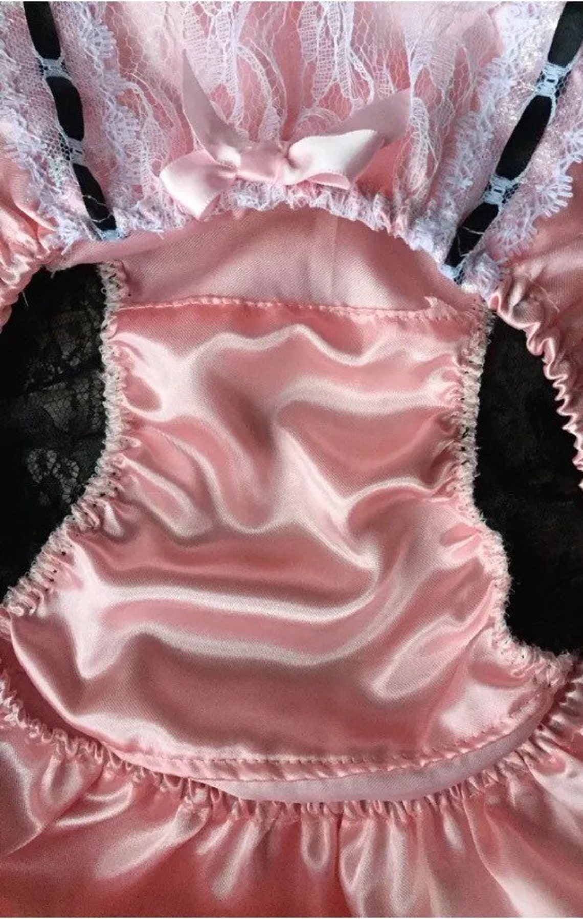 Blush Pink Full Panties Satin Sissy Knickers With Lace Front Etsy
