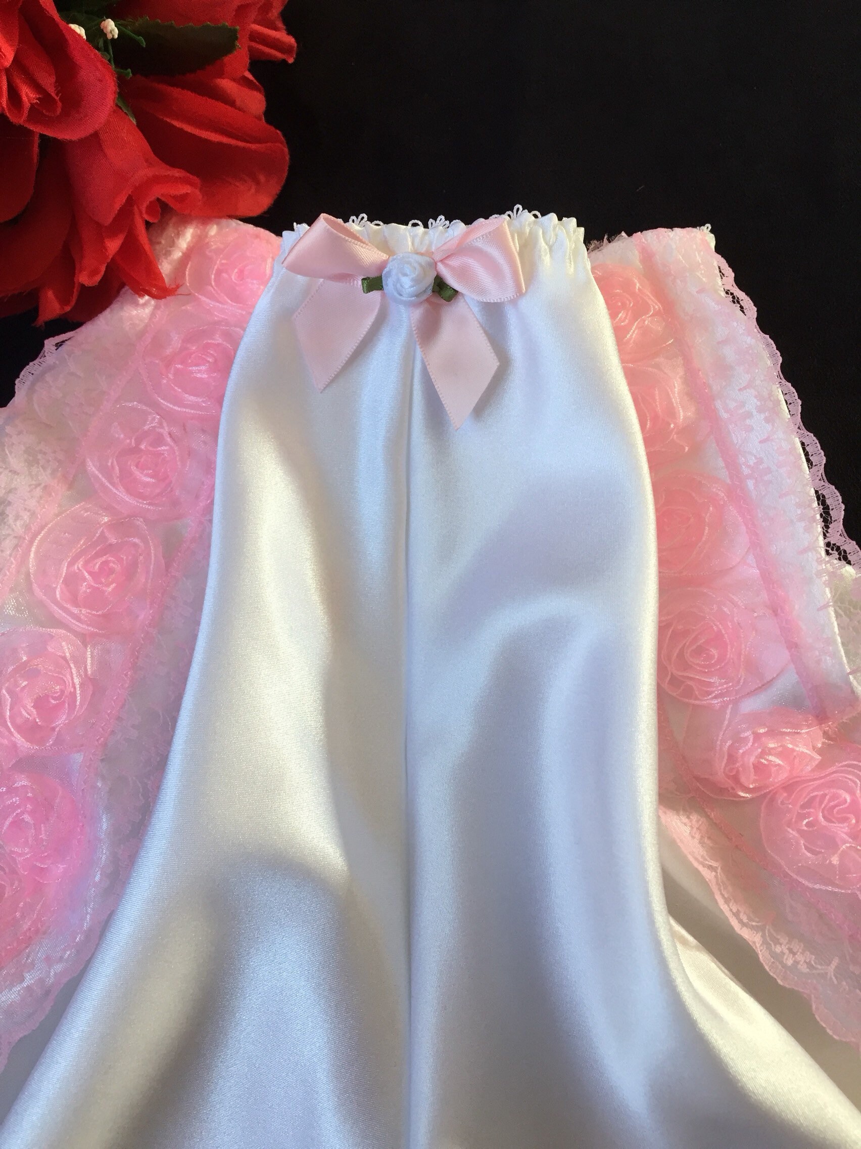 Pure White Satin French Knickers/tap Panties Lace Ribbons & - Etsy ...