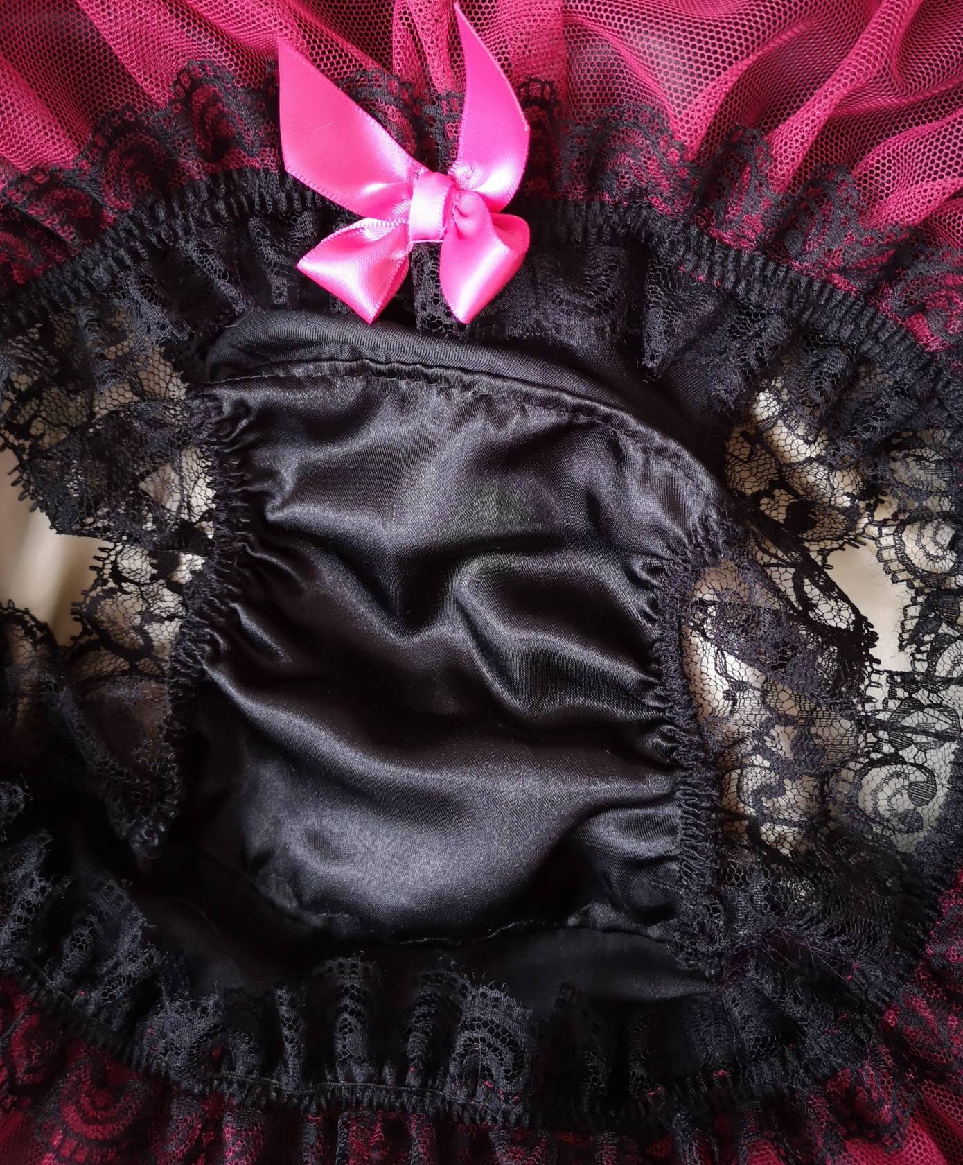 Foxy Black Satin Bikini Style Panties With Tulle Skirt Made To Etsy