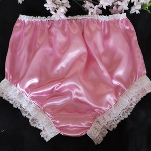 Baby Pink Satin Fuller Fit Panties/sissy Knickers. Rose Printed Satin ...