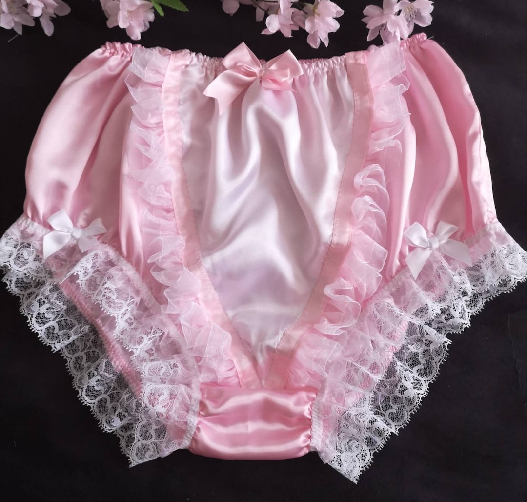 Baby Pink Fuller Fit Satin Knickers - Frilly Silky Sissy Panties. Made ...