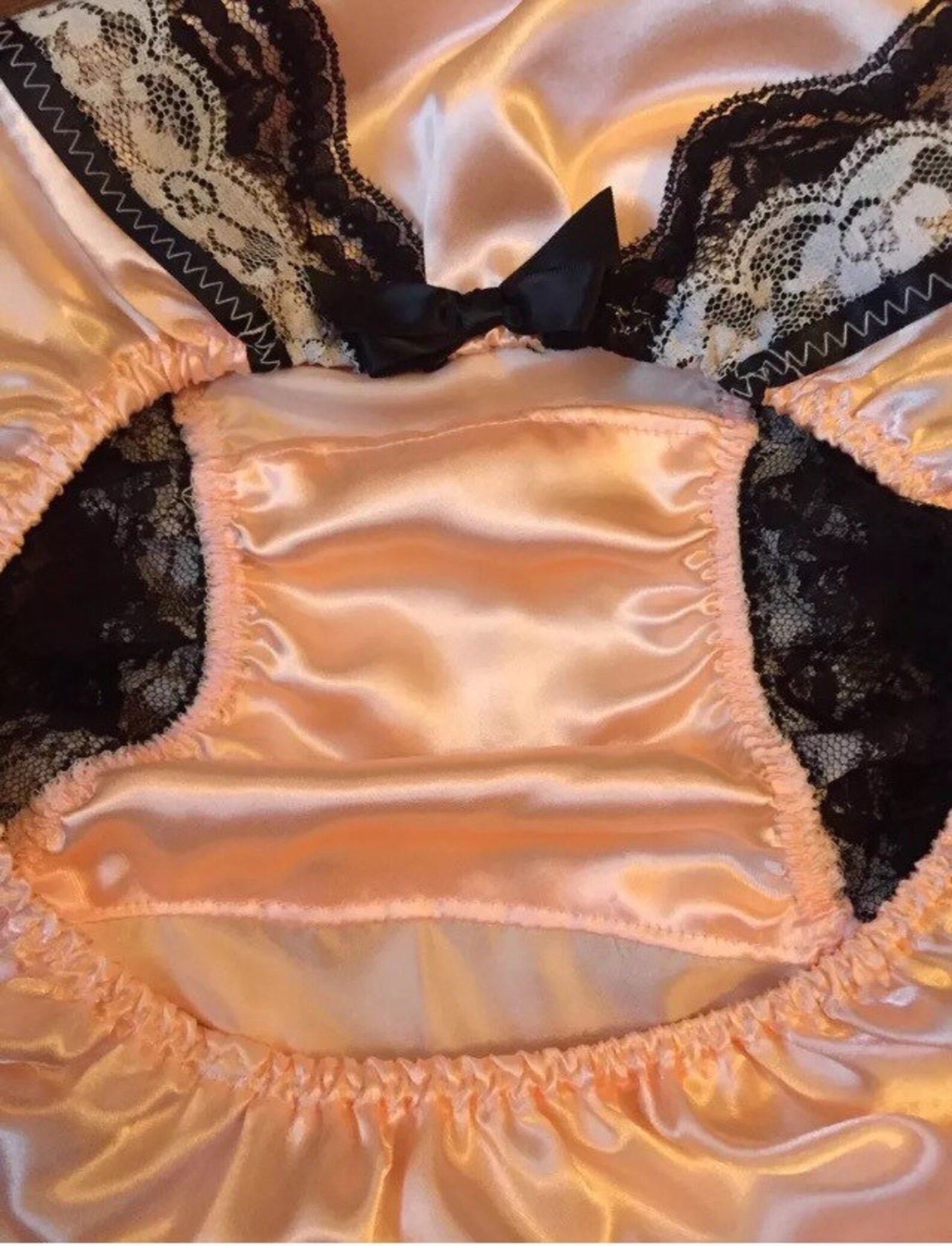 Pale Apricot Silky Satin Full Panties/feminine Sissy Knickers - Lace ...