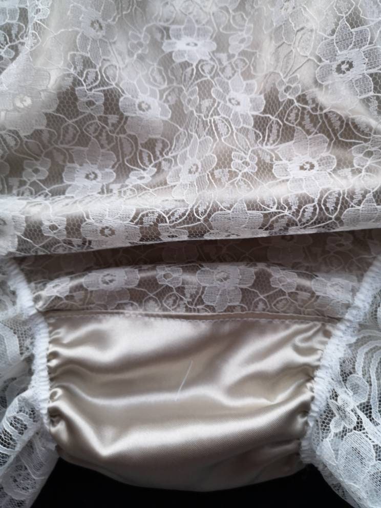 Soft Sensual Satin Full Fit Panties/Ivory Lace Fronted Panel | Etsy