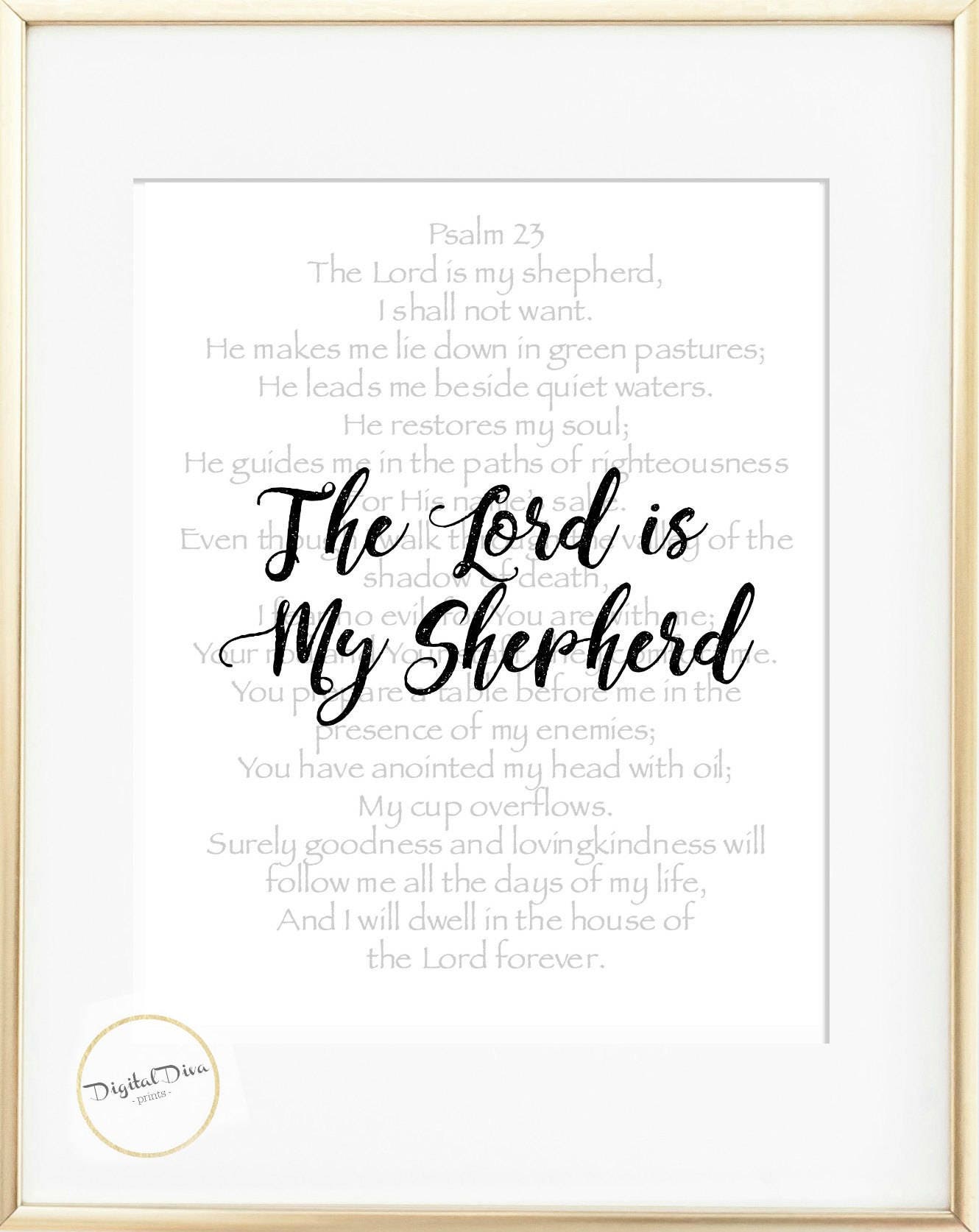 Psalm 23 the Lord is My Shepherd Scripture Verse Instant Download Print ...
