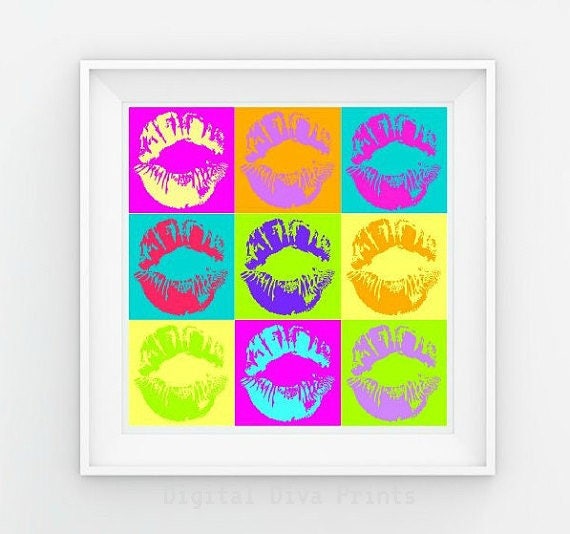 Multi-colored Lips Instant Download Print Poster Square | Etsy