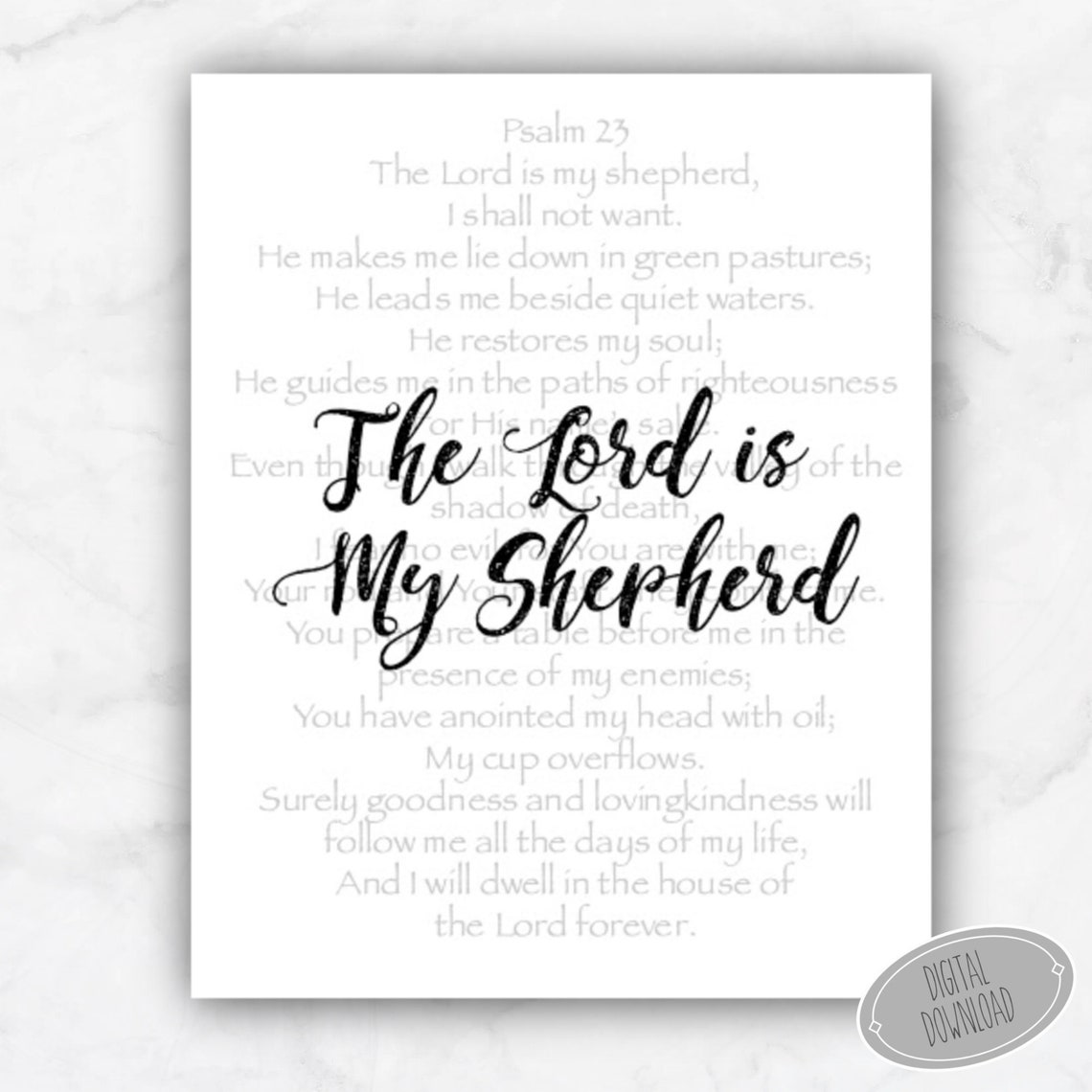 Psalm 23 the Lord is My Shepherd Scripture Verse Instant Download Print ...
