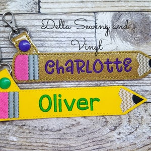Personalized Pencil Keychains, Pencil Zipper Pull, Backpack Accessory ...