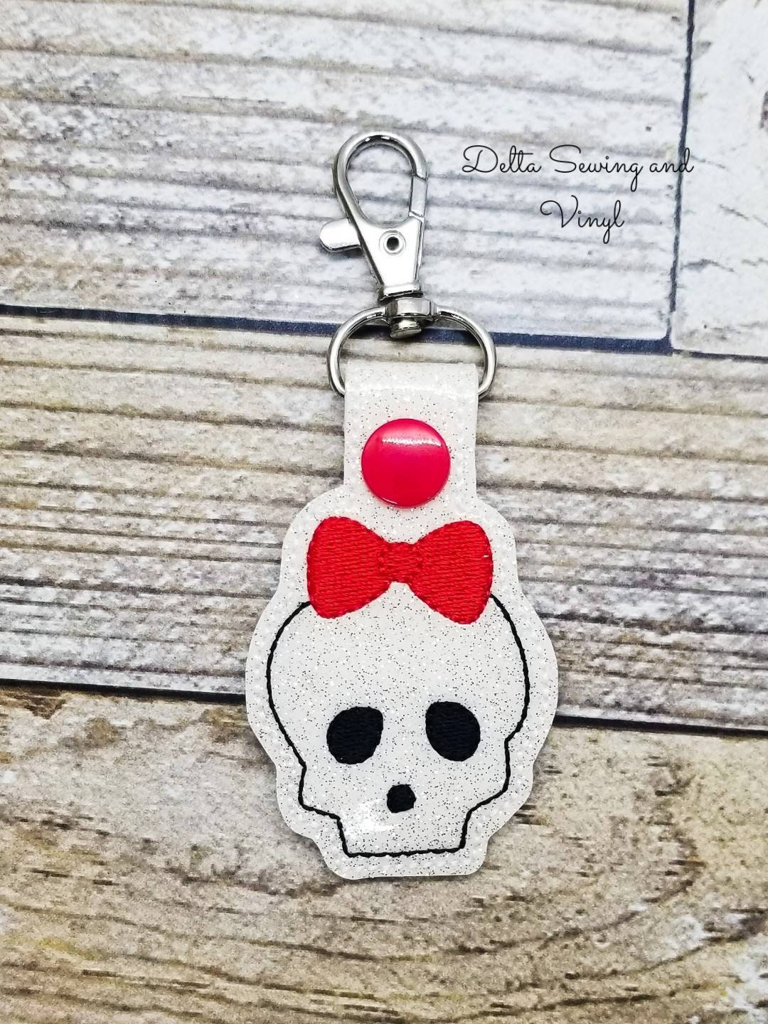 Skull Keychain, Skull Key Fob, Girly Skull Keychain, Girly Skull Key ...