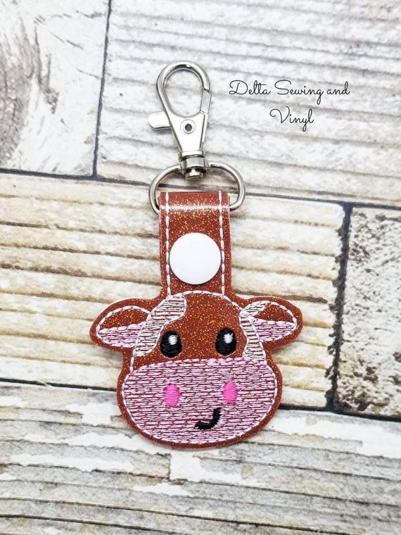 Cow Keychain Cow Snap Tab Cow Key Fob Cow Charm Cow Zipper - Etsy