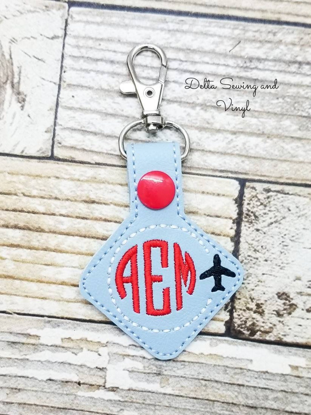 Airplane Monogram Keychain, Monogram Key Fob, Traveler Gift, Monogram ...