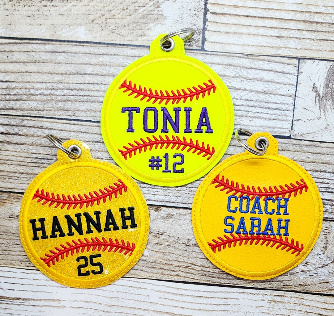 Softball Bag Tag, Softball Team, Softball Team Keychain, Softball Bat ...