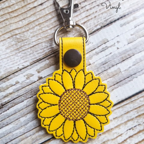 Sunflower Keychain Sunflower Key Fob Flower Keychain Floral - Etsy
