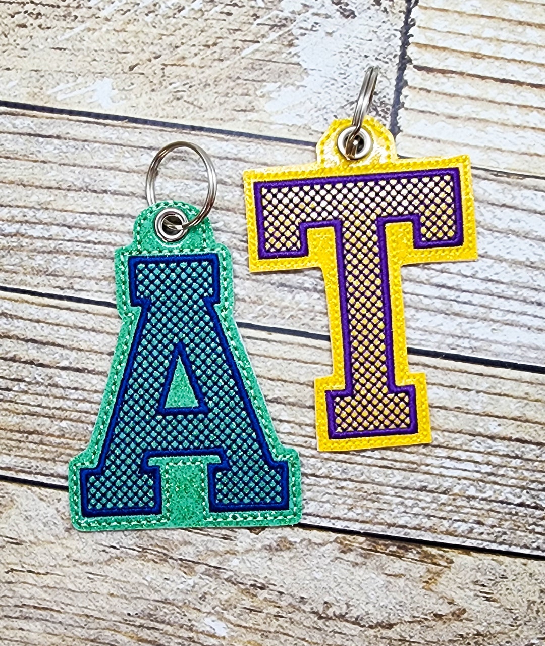 Varsity Letter Monogram Keychain, Initial Keychain, Sports Bag Tag ...
