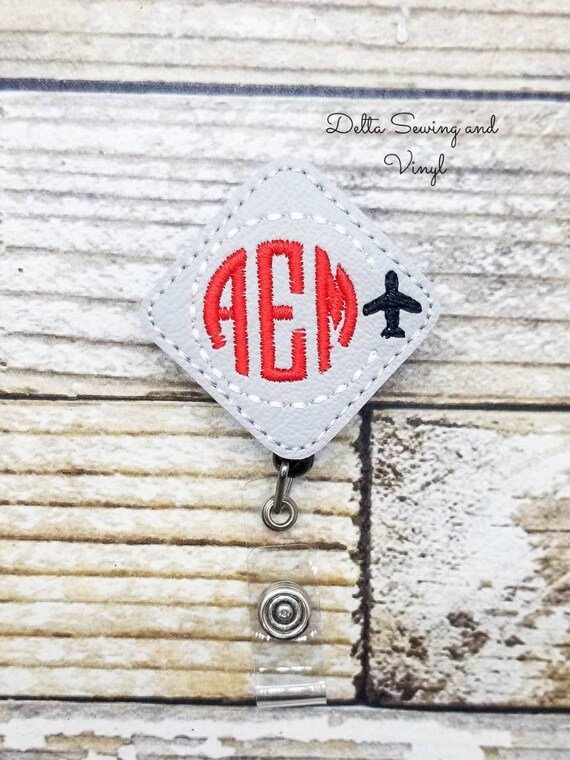 Monogram Airplane ID Badge Pilot Work Badge Airport Lanyard - Etsy