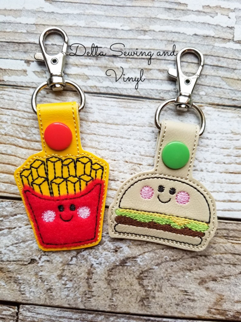 Burger and Fries BFF Keychain Set, BFF Keychains, Burger and Fries Snap ...