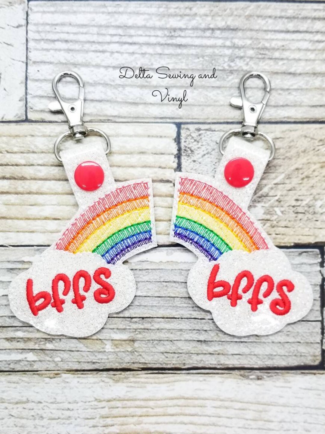 Rainbow BFF Keychain, Rainbow Key Fob, BFF Keychain Set, Rainbow ...