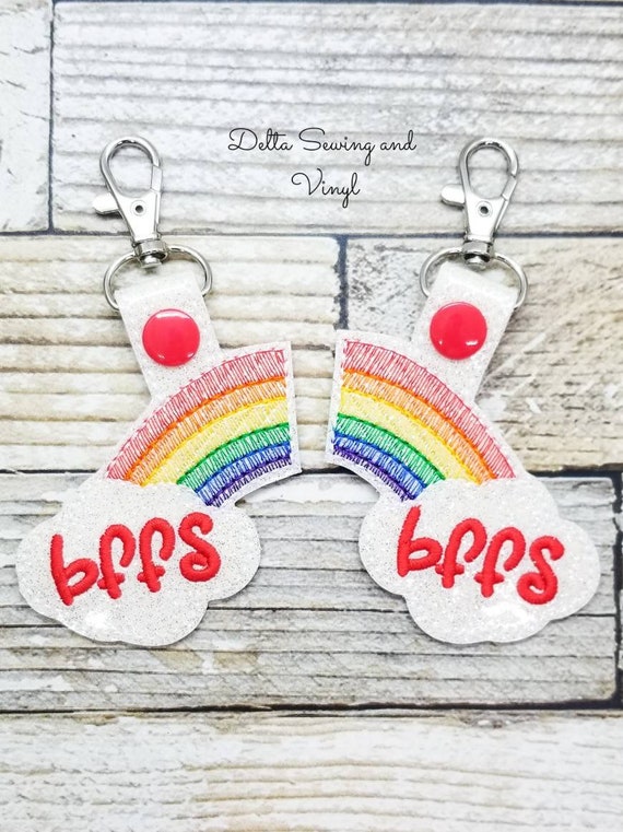 Rainbow BFF Keychain Rainbow Key Fob BFF Keychain Set | Etsy